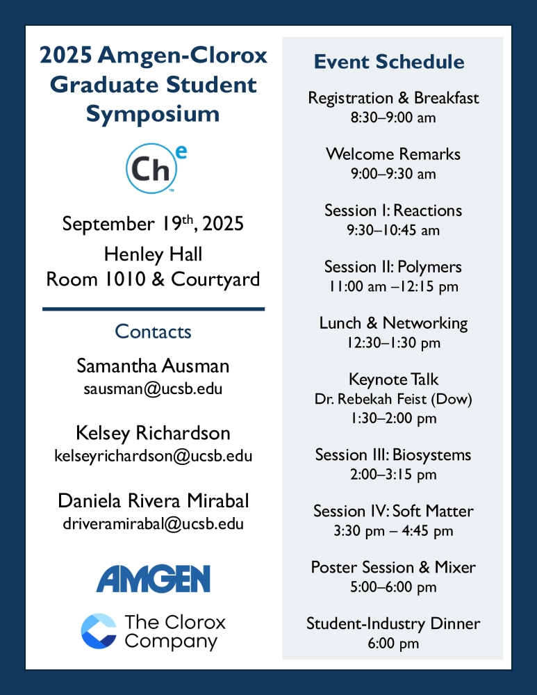 Symposium Schedule | Chemical Engineering - UC Santa Barbara